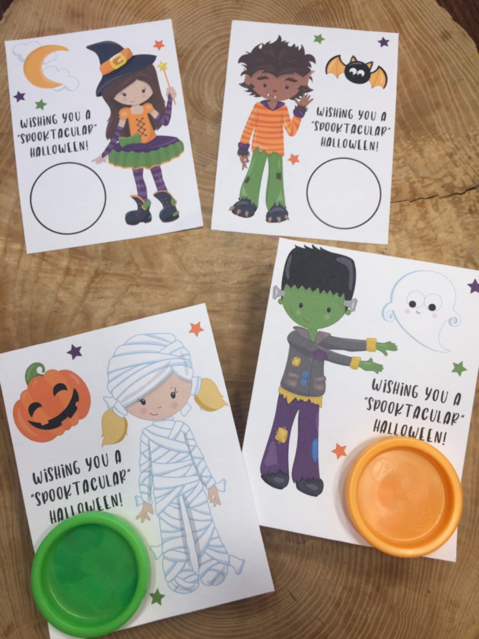 Halloween Play Doh Gift Card Printable Mummy Frankenstein | Etsy