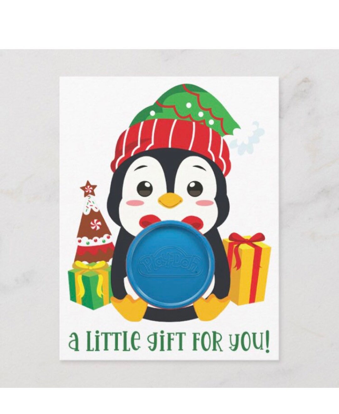 Christmas Penguins Play Doh Gift Card Printable, a Little Gift for You ...