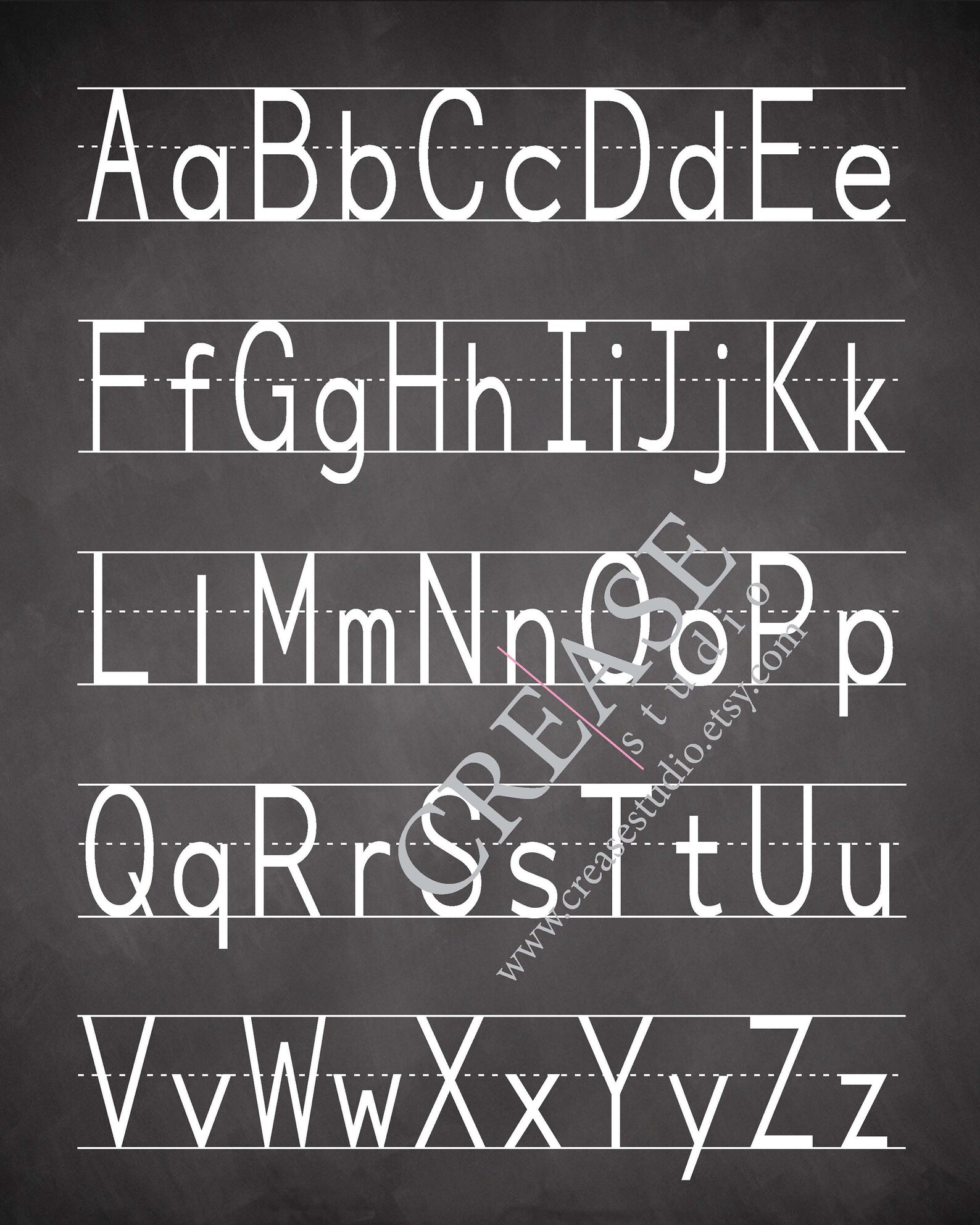 Chalkboard Handwriting Print, 16x20 Kids' Wall Decor, Black and White ...