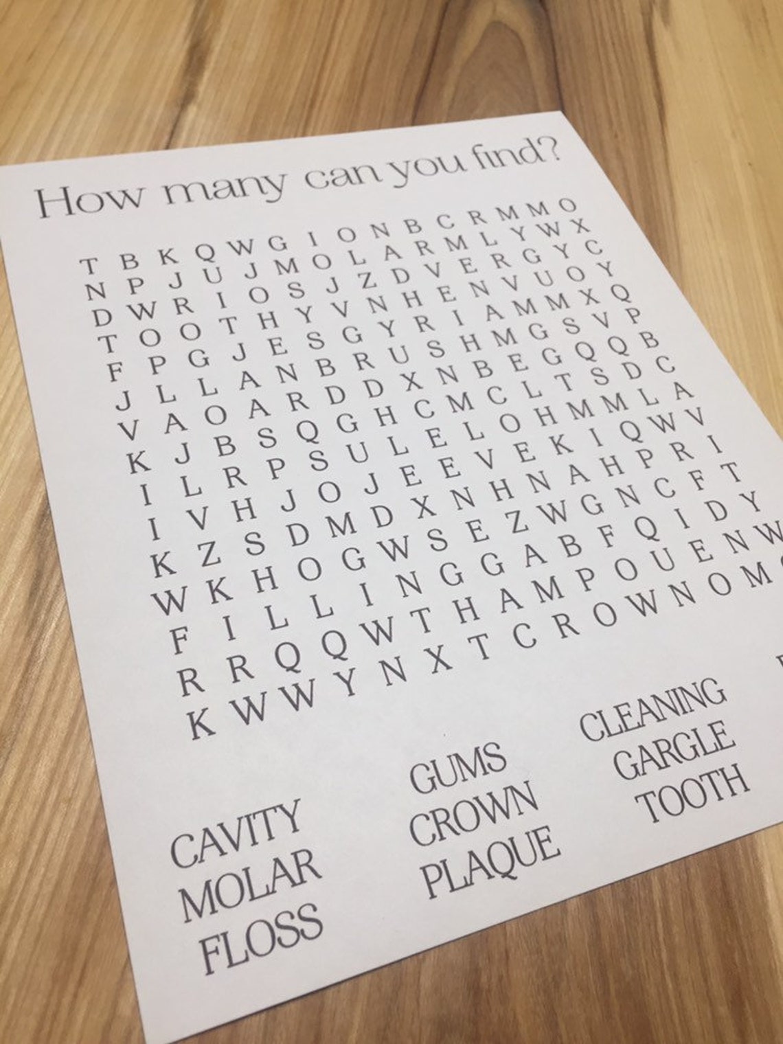 Dental Word Search 18x24 Printable Dentist's - Etsy
