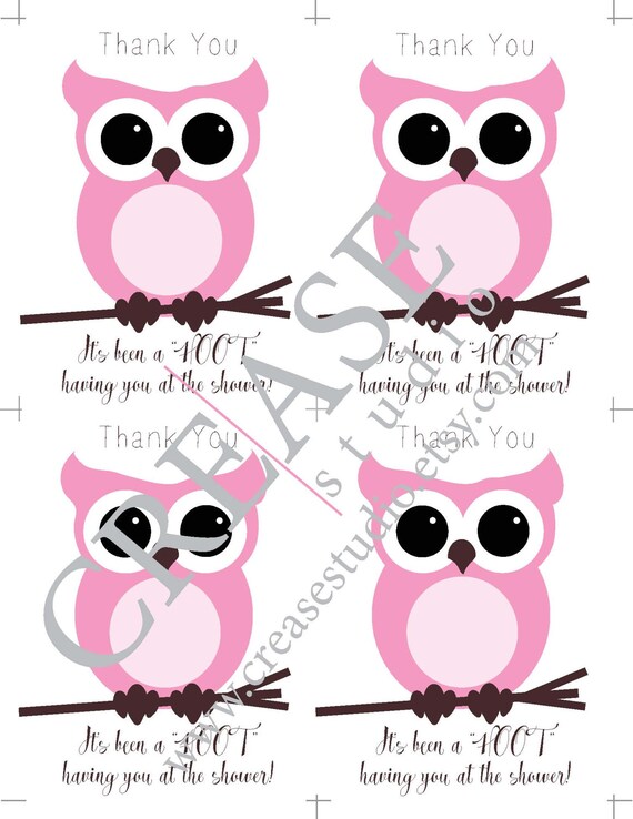 Owl Baby Shower Thank You Tags Editable Woodland Baby Shower Thank You