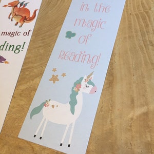 Believe in the Magic of Reading, Printable Bookmarks, Unicorn, Monsters ...