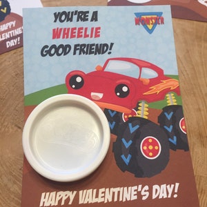 You're a Wheelie Good Friend! Monster Truck Play Doh Favor Card ...