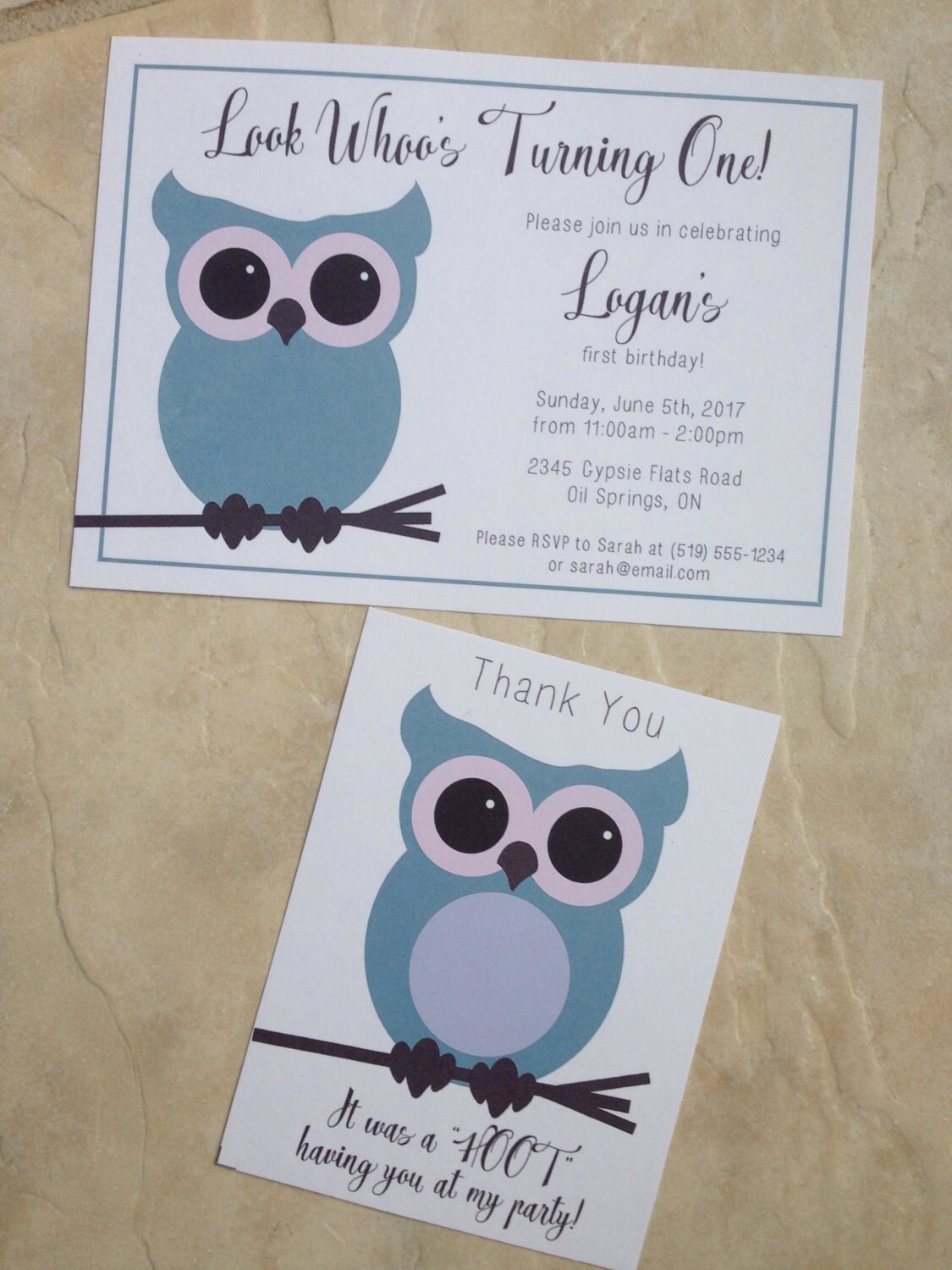 Owl Themed Birthday Party Invitation 5x7 Printable Matching | Etsy