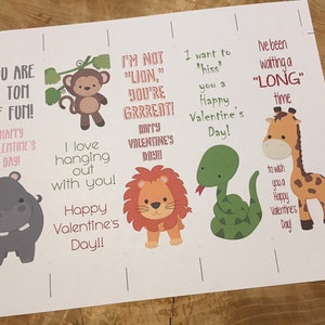 Jungle Animals Valentine's Day Bookmarks, Printable, Digital File ...
