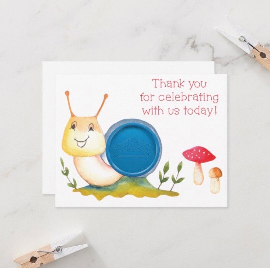 Cute Snail Play Doh Gift Card Printable, Birthday Party Favor, Thank ...