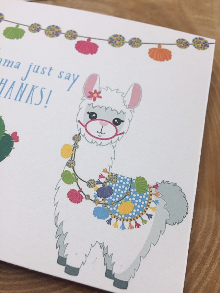 Llama Just Say Thanks Printable Thank You Cards for EOS Lip | Etsy