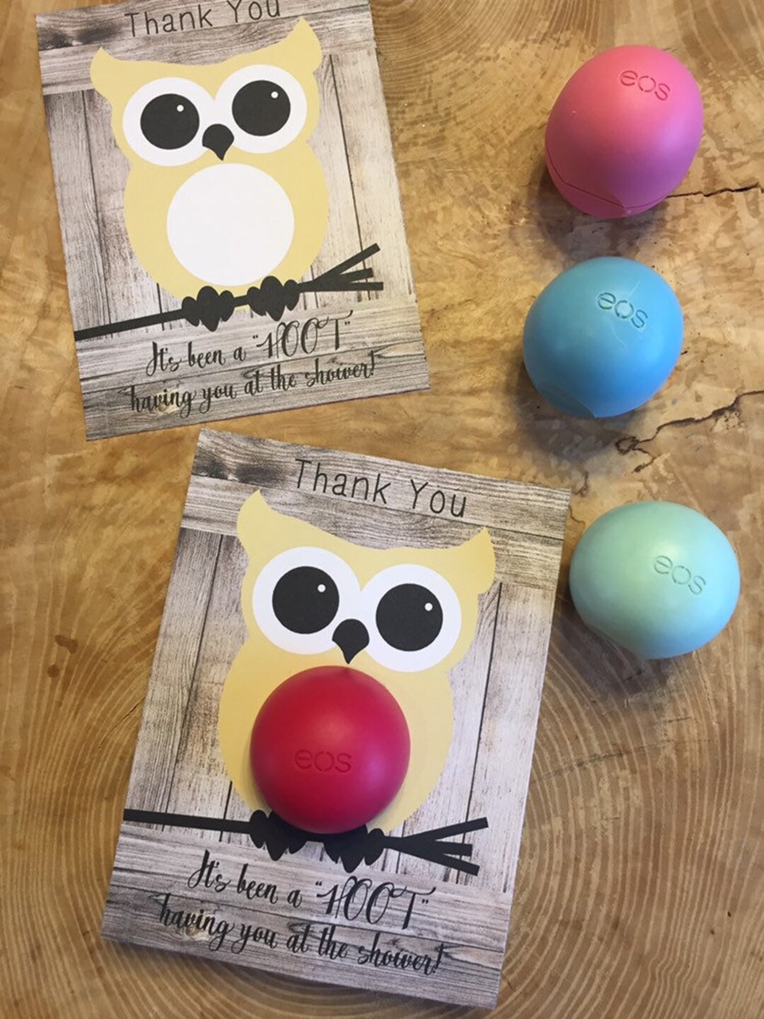 Rustic Owl Themed Baby Shower EOS Lip Balm Party Favor, Gray, Yellow ...