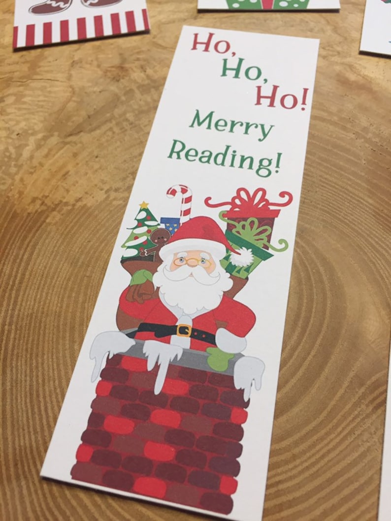 Christmas Bookmarks Elf Santa Reindeer Gingerbread Man - Etsy