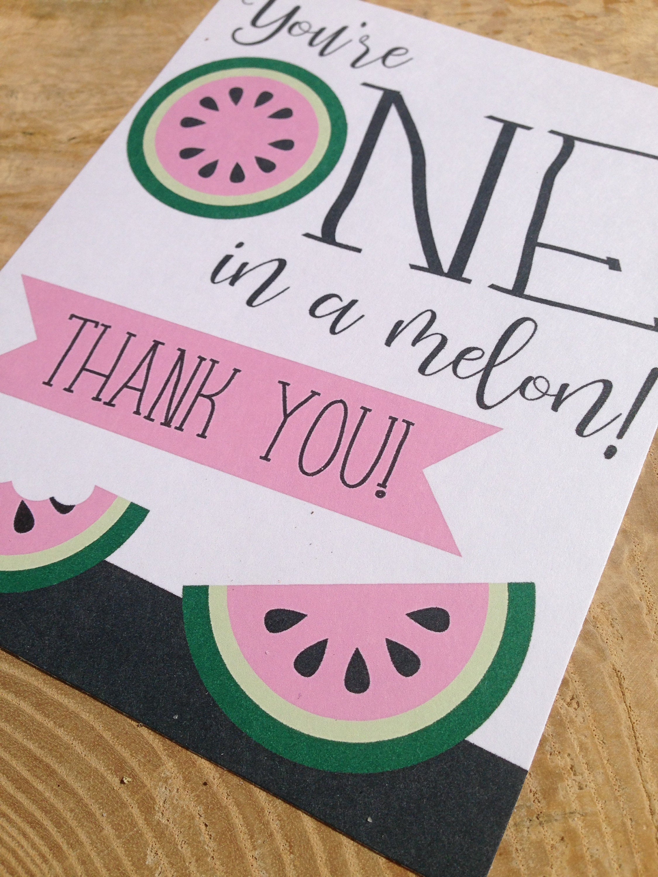 You're One in a Melon Printable Thank You Cards for EOS | Etsy