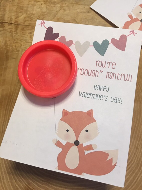 Valentine's fox play doh gift card printable you're | Etsy