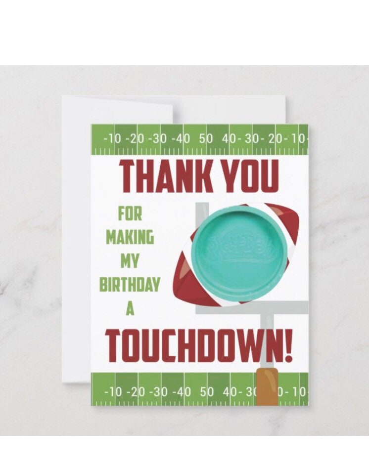 Football Play Doh Gift Card Printable: Birthday Party Favor (digital ...