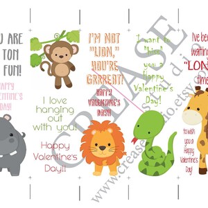 Jungle Animals Valentine's Day Bookmarks, Printable, Digital File ...