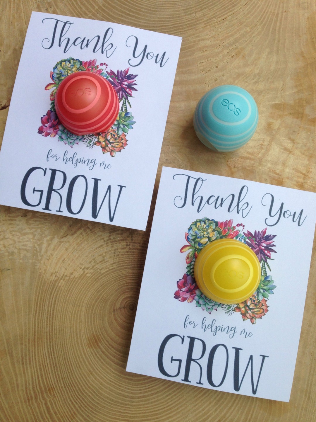 Succulent Watercolor Teacher Appreciation Thank You Cards for EOS Lip ...
