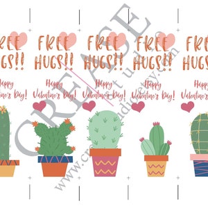 Free Hugs Cactus Valentine's Day Bookmarks, Printable, Digital File ...