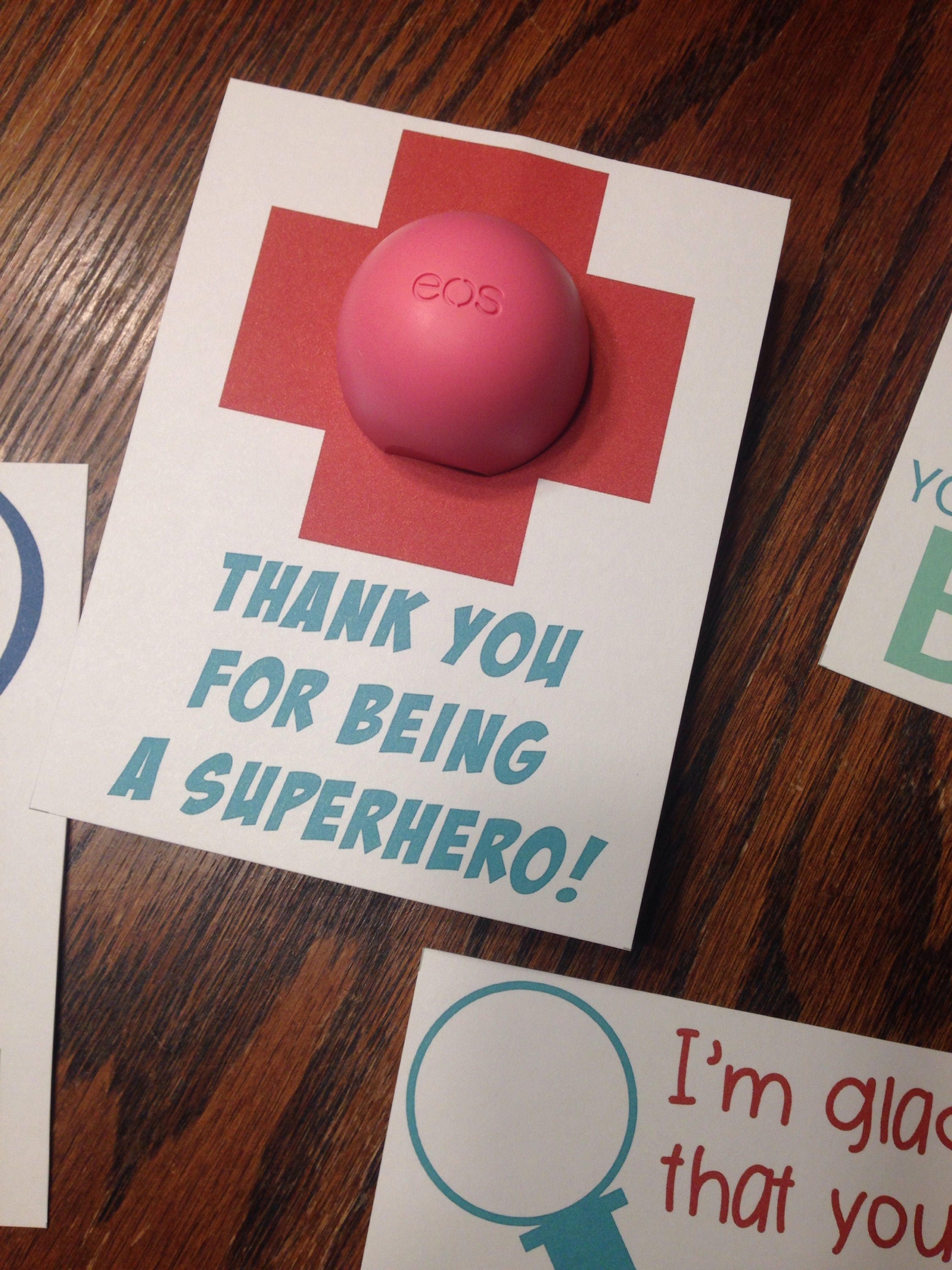 Nurse appreciation thank you cards/gift tags for EOS lip | Etsy