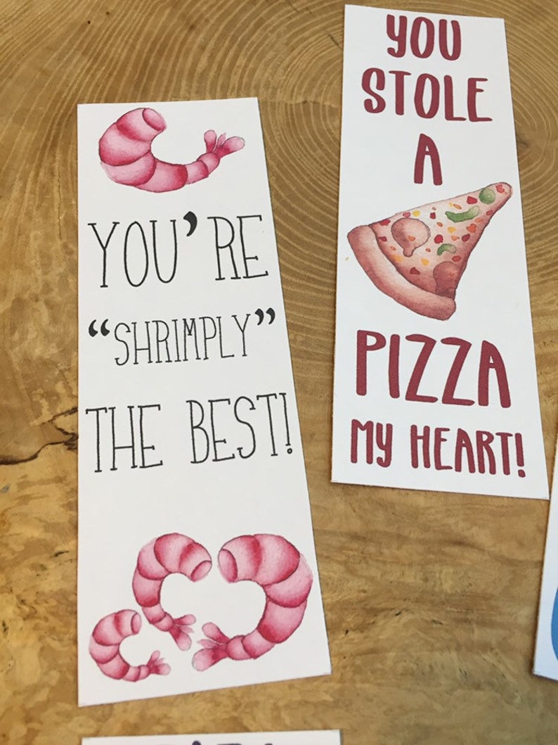Food Valentine's Day Bookmarks Printable Digital File - Etsy