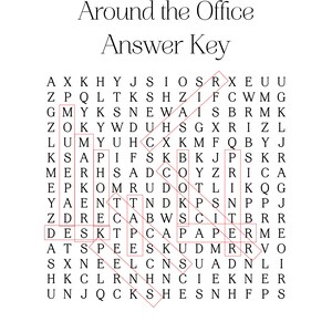 Around the Office Word Search 8"x10" Printable, Office, Waiting Room ...