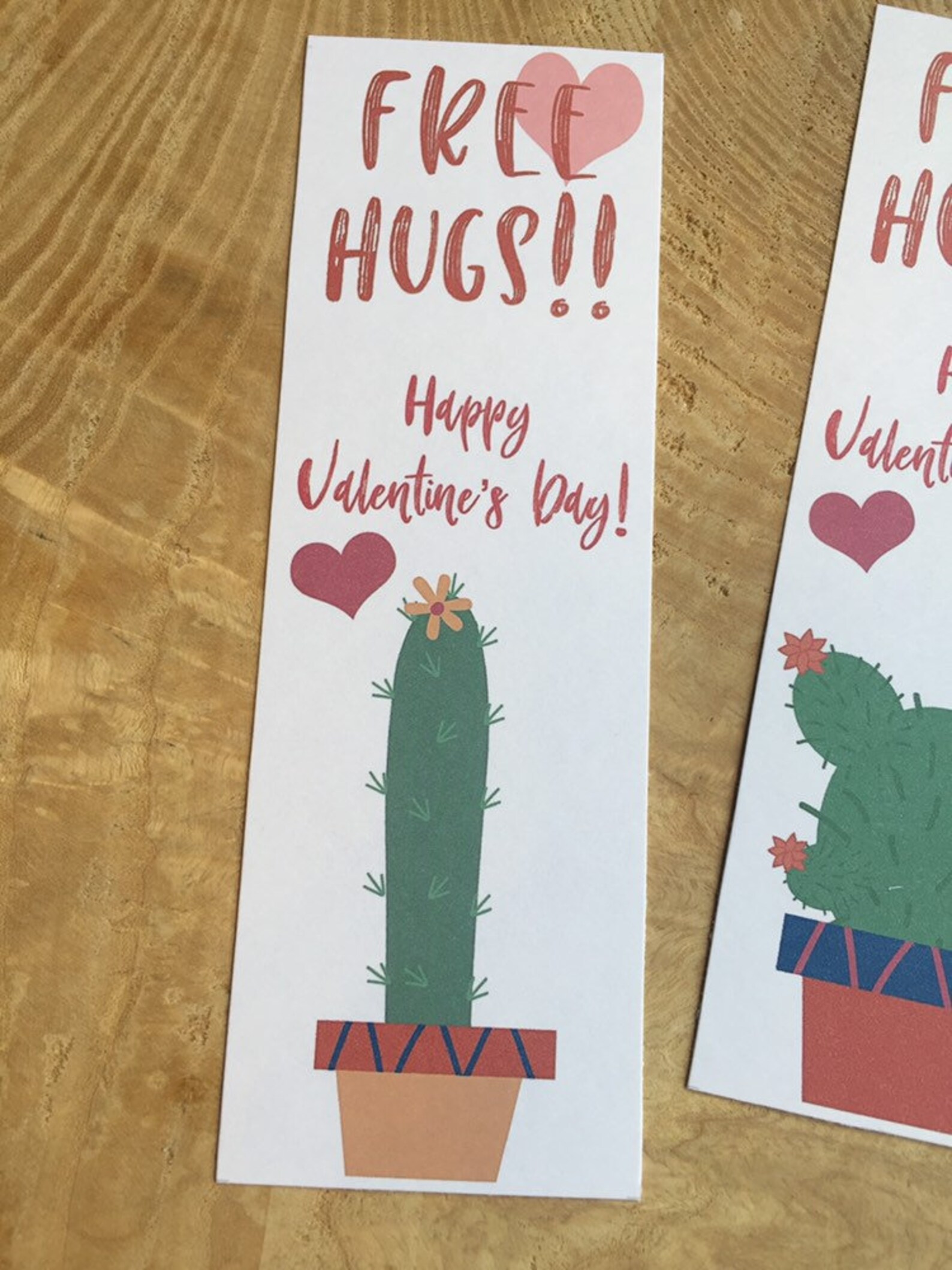 Free Hugs Cactus Valentine's Day Bookmarks Printable - Etsy