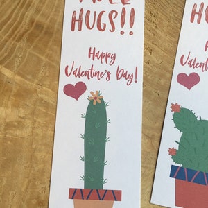 Free Hugs! Cactus Valentine's Day Bookmarks, Printable, Digital File ...