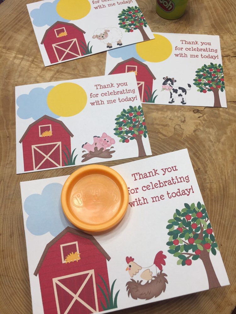 Farm Play Doh Gift Card Printable Birthday Party Favor Thank - Etsy Canada