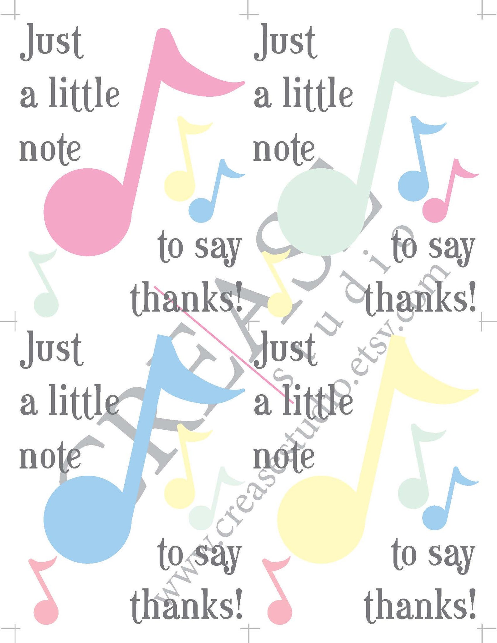Music Teacher Appreciationmusic Note Pastel Thank You Cards | Etsy
