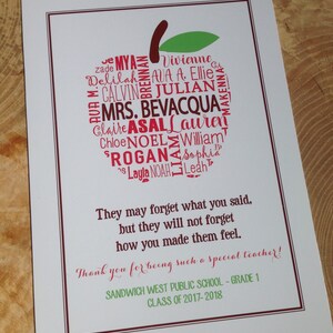 Personalized Teacher Appreciation Gift, Printable, Teacher, Student ...