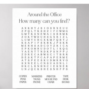 Around the Office Word Search 8"x10" Printable, Office, Waiting Room ...