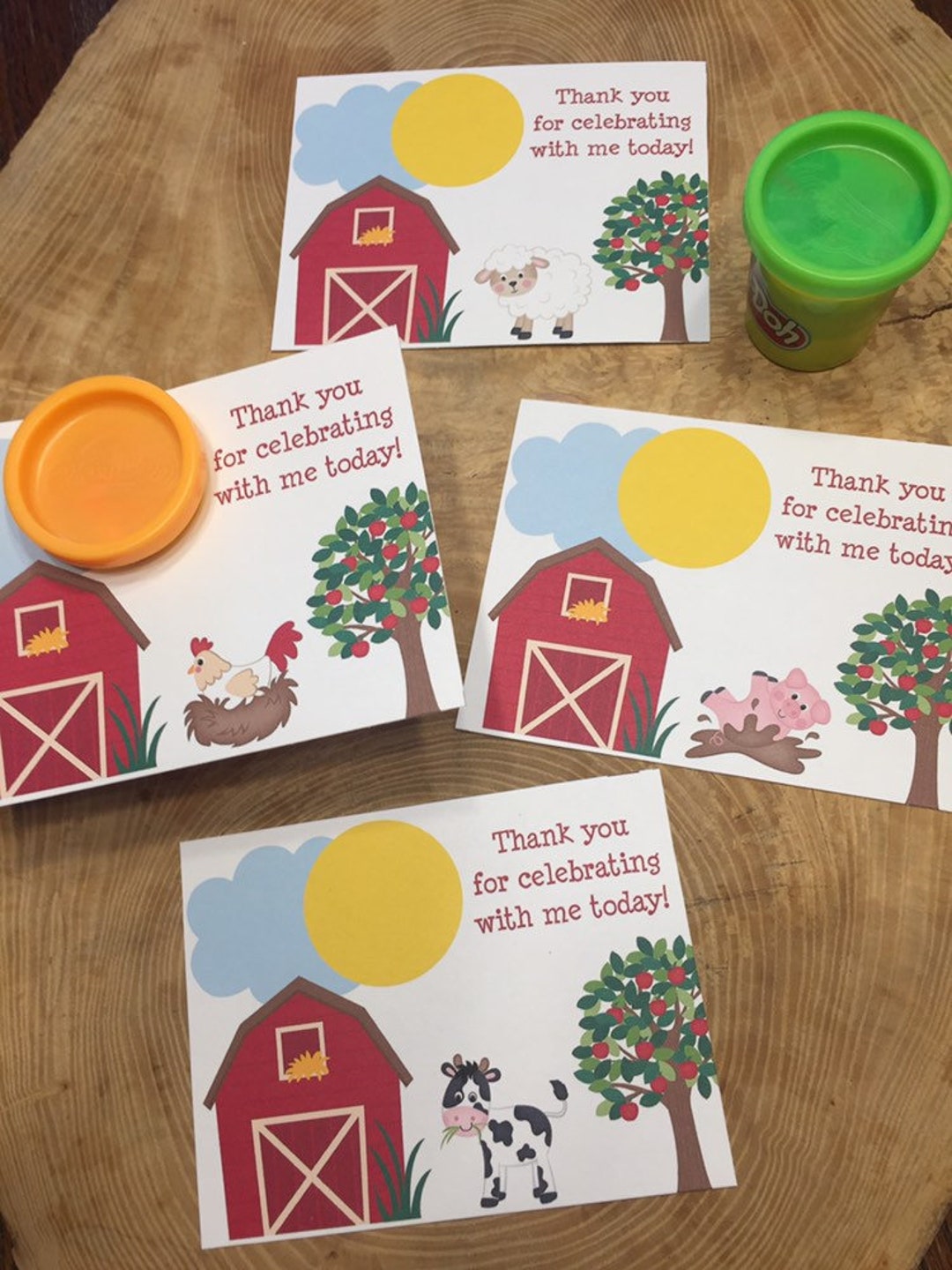 Farm Play Doh Gift Card Printable, Birthday Party Favor, Thank You ...