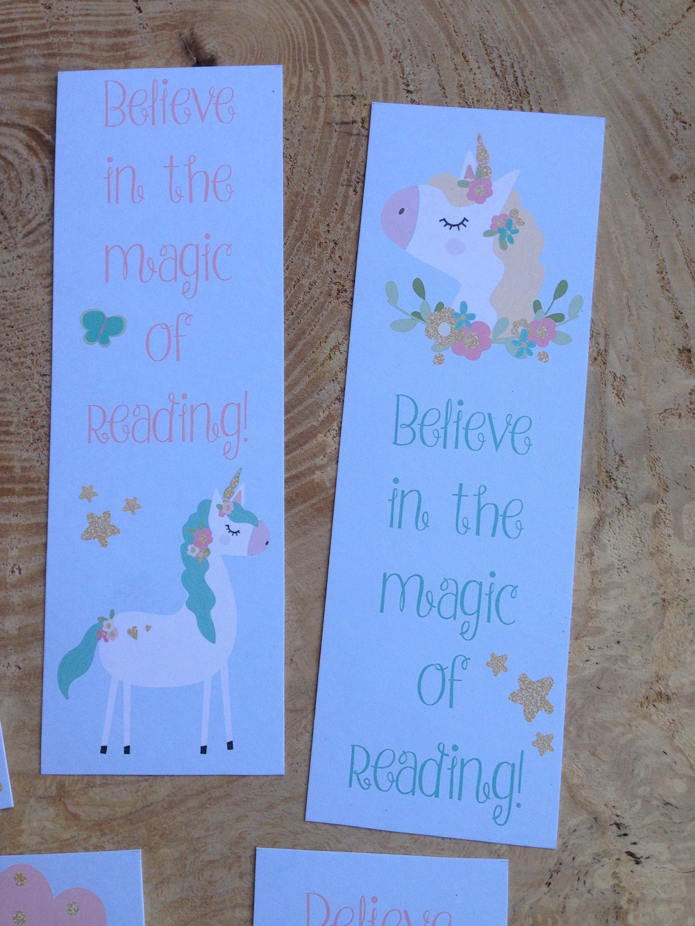 Believe in the Magic of Reading Bookmarks Unicorn Rainbow | Etsy