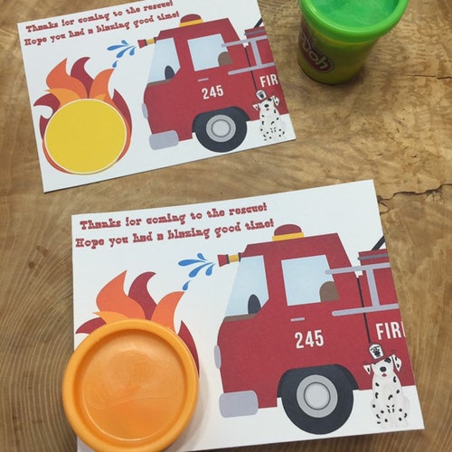Firefighter Play Doh Gift Card Printable Birthday Party - Etsy