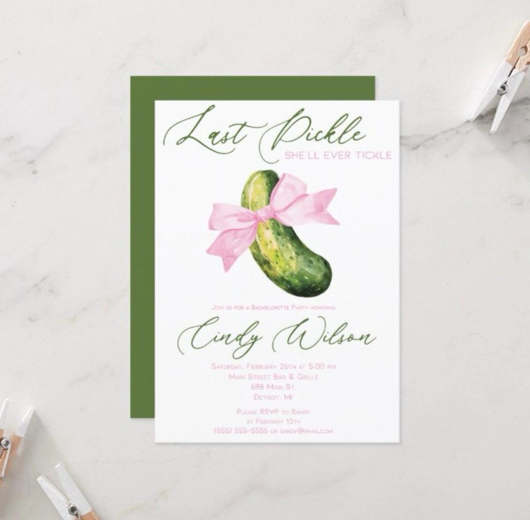 Last Pickle She'll Ever Tickle, Coquette Pickle Themed Bachelorette ...