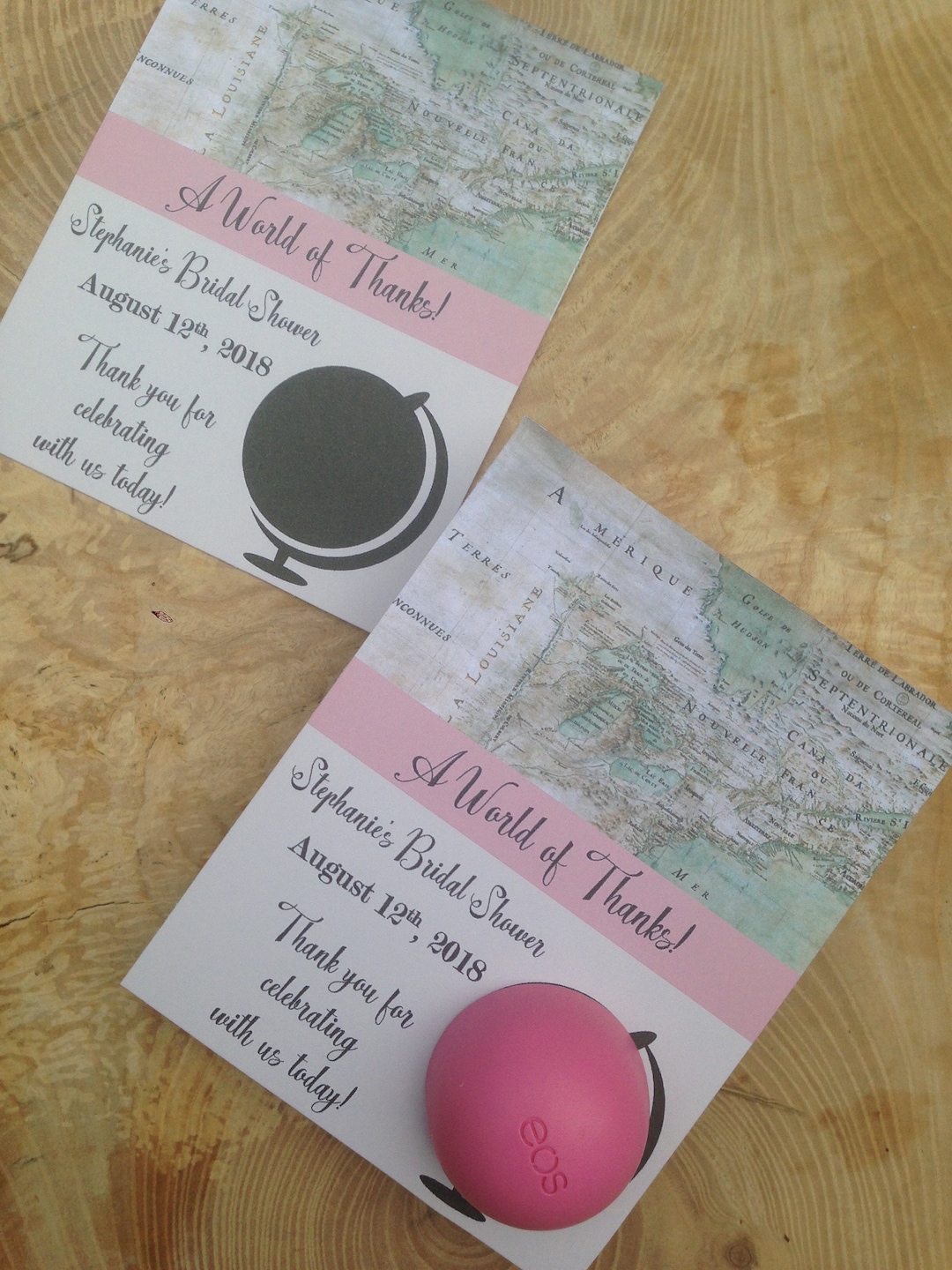 World Map Bridal Shower Lip Balm Favor Cards (printable) - Etsy
