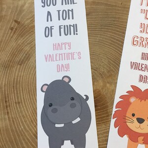 Jungle Animals Valentine's Day Bookmarks, Printable, Digital File ...