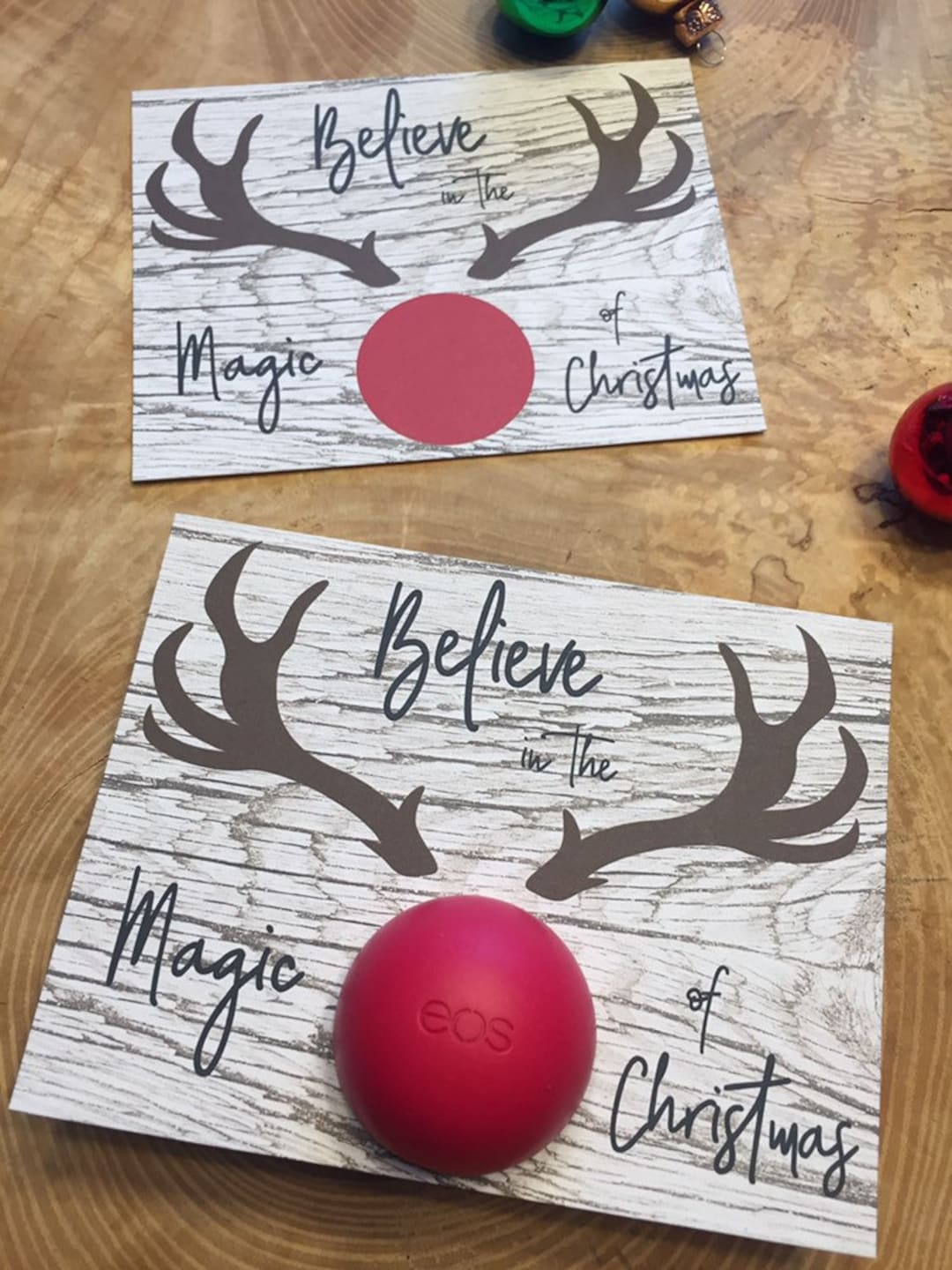 Reindeer Christmas Cards for EOS Lip Balm, Instant Download, Rudolph ...