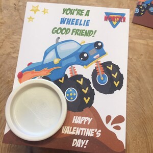 You're a Wheelie Good Friend! Monster Truck Play Doh Favor Card ...