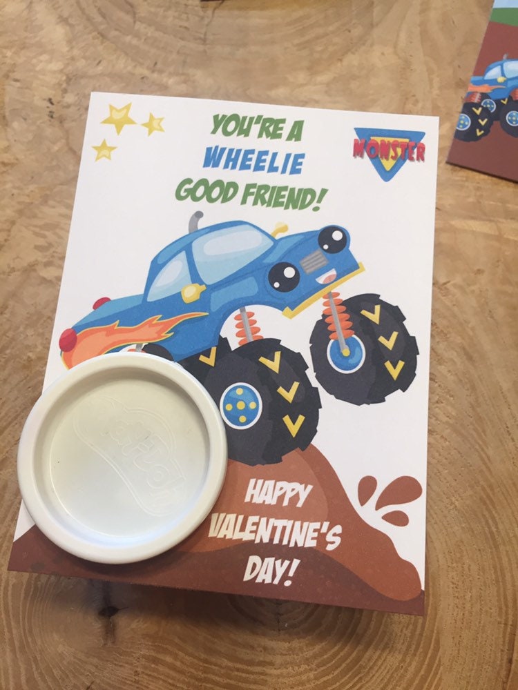 You're a Wheelie Good Friend! Monster Truck Play Doh Favor Card ...