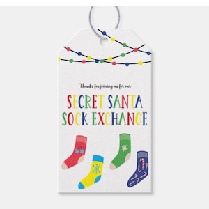 Sock Exchange, Sock Swap Holiday Party Invitation & Thank You Gift Tag ...