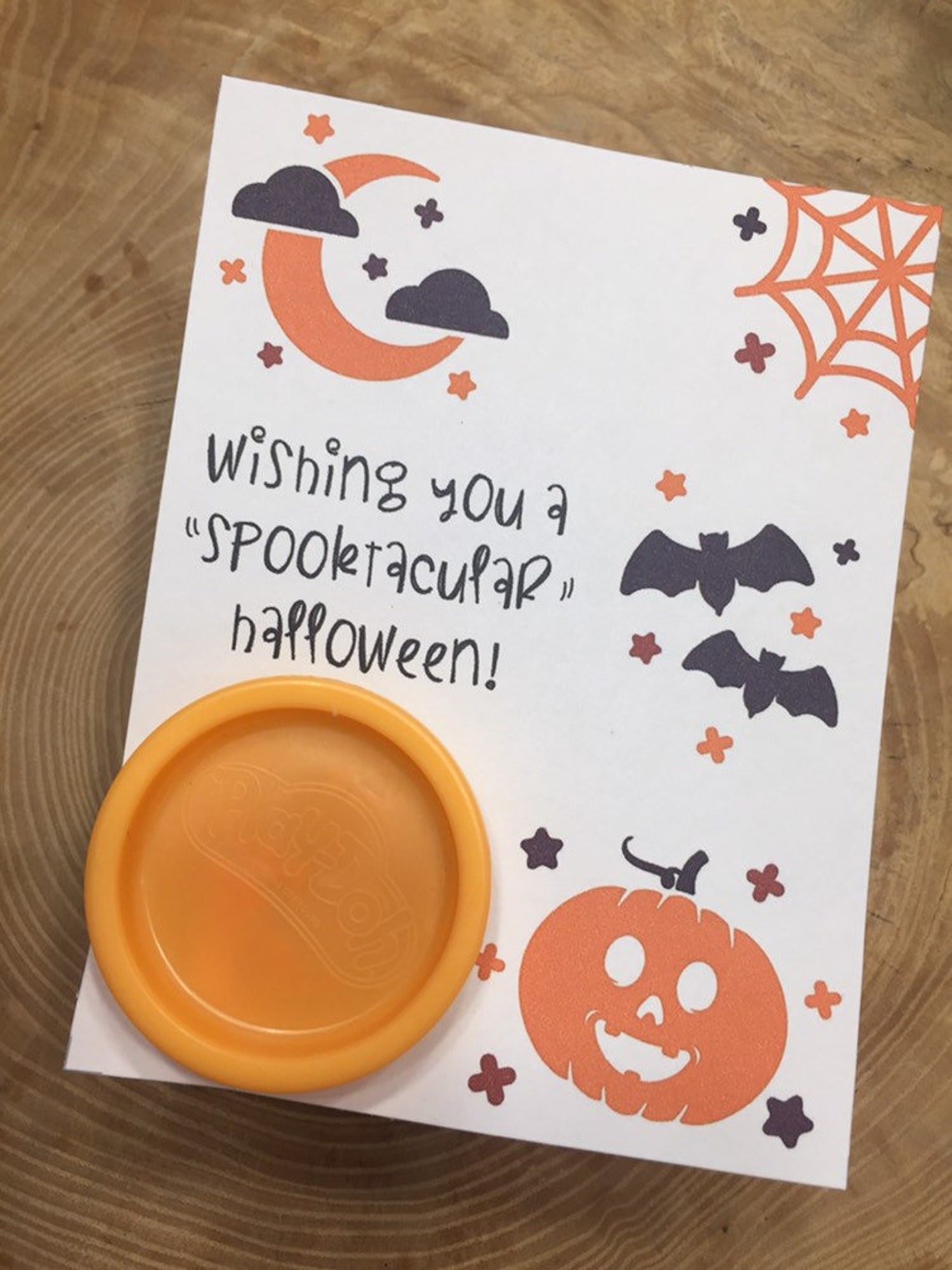 Halloween Play Doh Gift Card Printable Pumpkin Bats Spider - Etsy