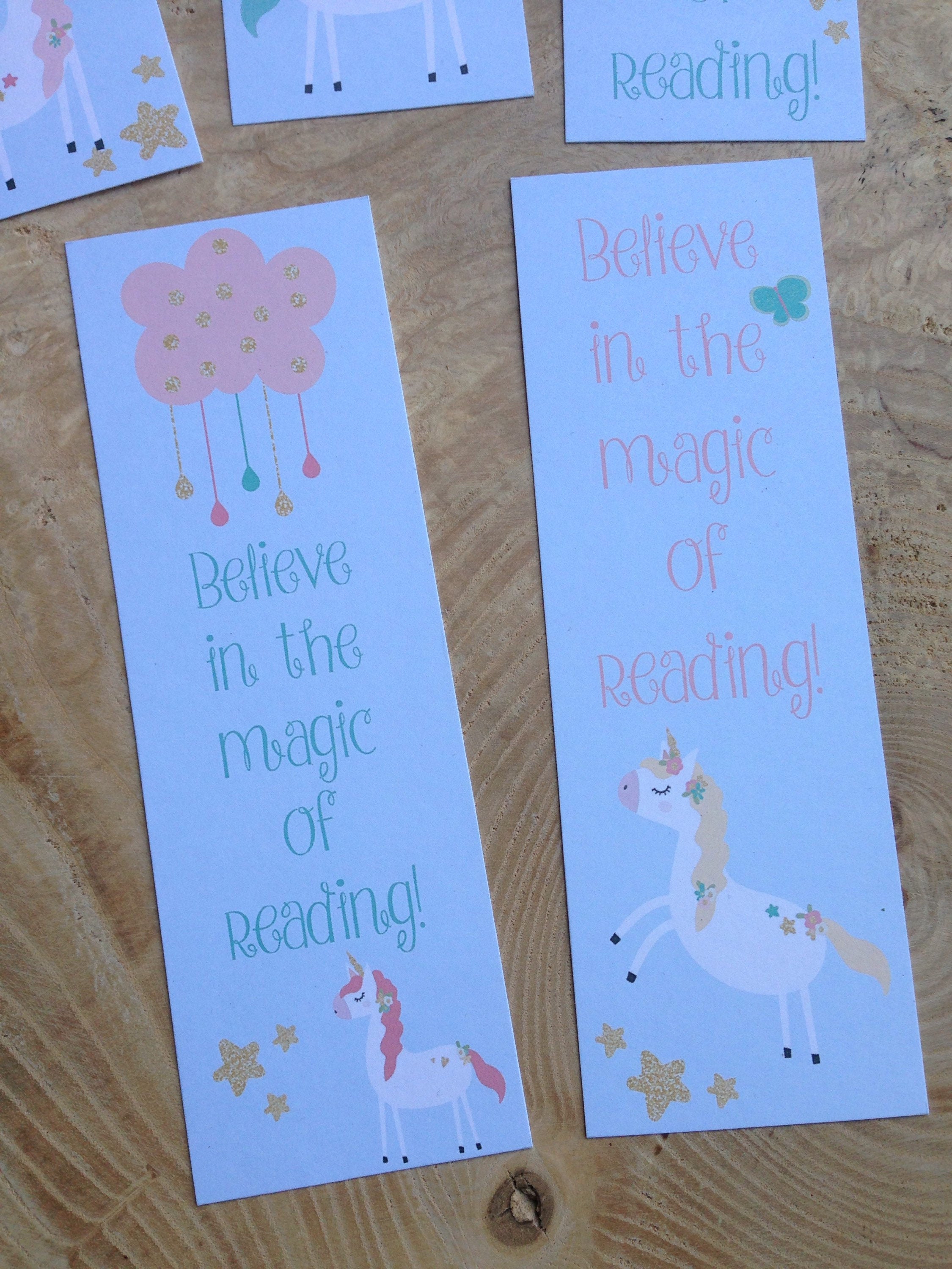 Believe in the Magic of Reading Bookmarks Unicorn Rainbow | Etsy