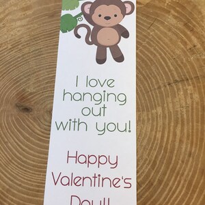 Jungle Animals Valentine's Day Bookmarks, Printable, Digital File ...