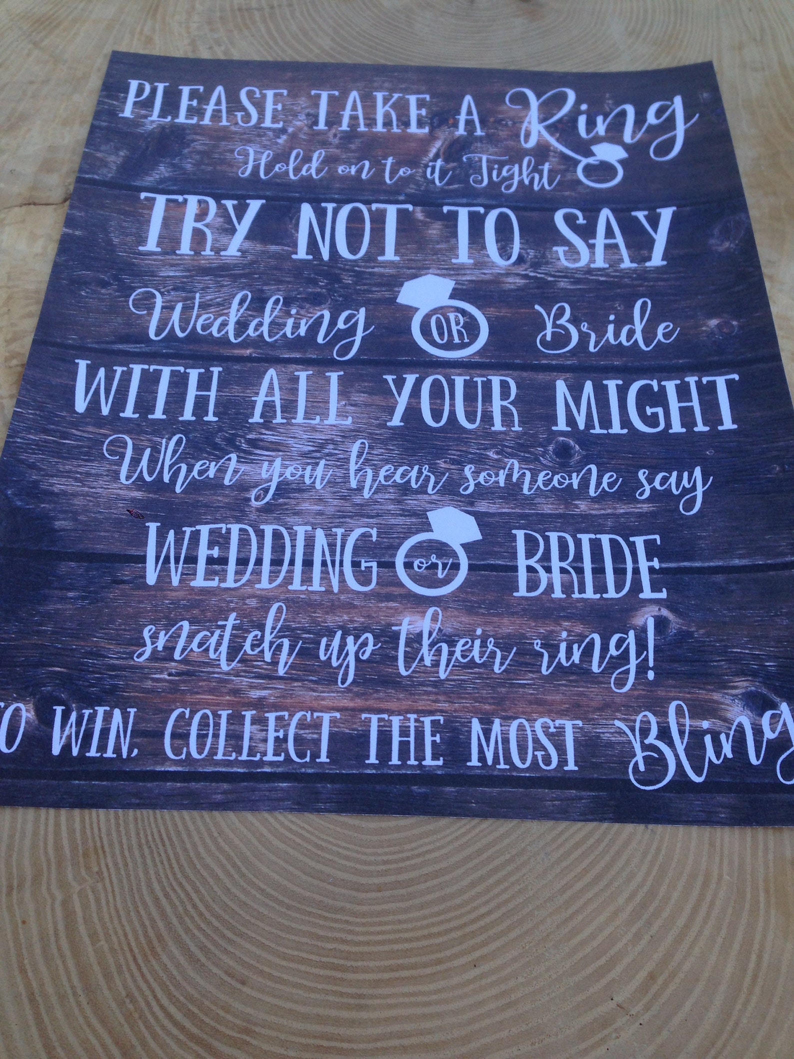 Please Take a Ring Bridal Shower Game Sign, Take a Ring, Don't Say ...