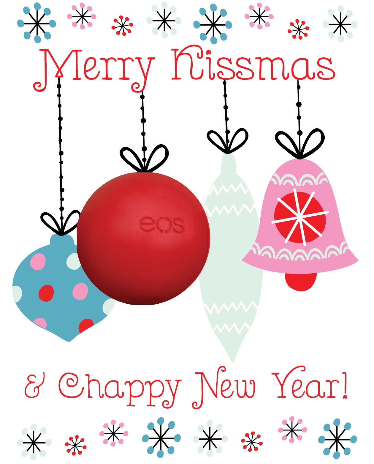 Merry Kissmas & Chappy New Year Printable Cards for EOS Lip | Etsy