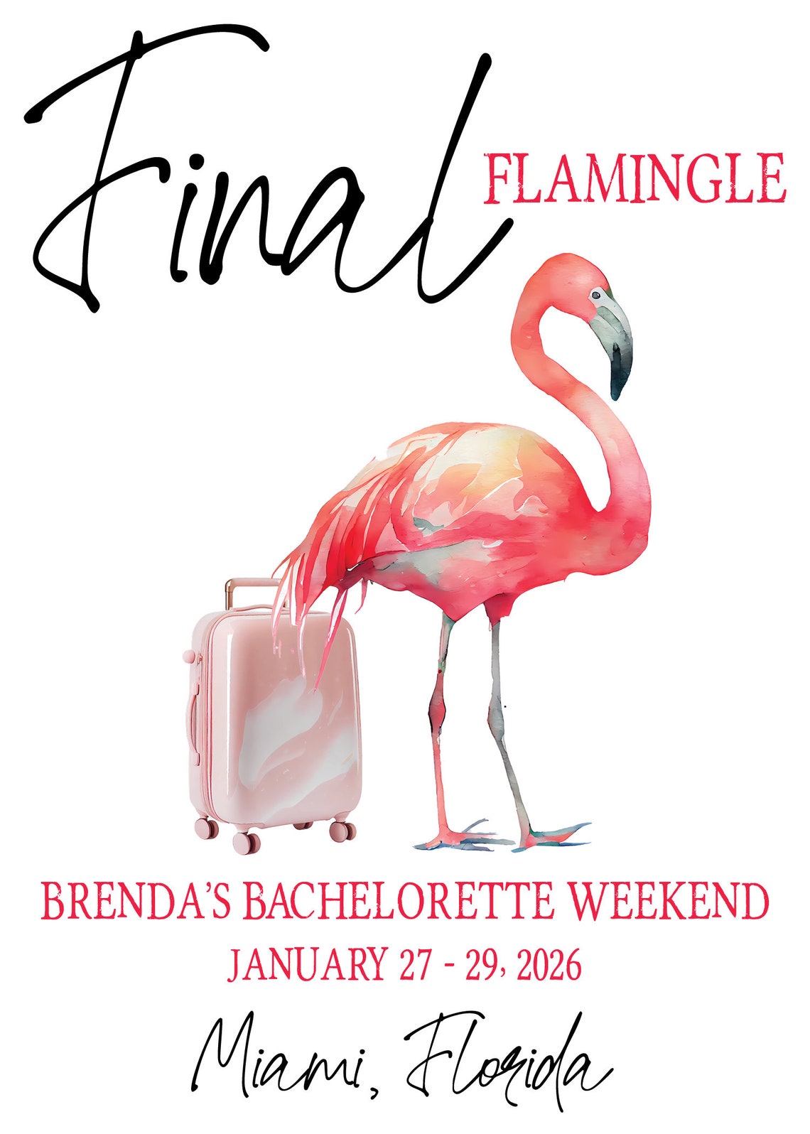 It's Her Final Flamingle! Flamingo Themed Bachelorette Party Invitation ...