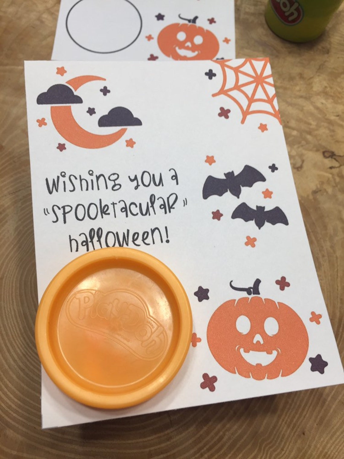 Halloween Play Doh Gift Card Printable Pumpkin Bats Spider - Etsy