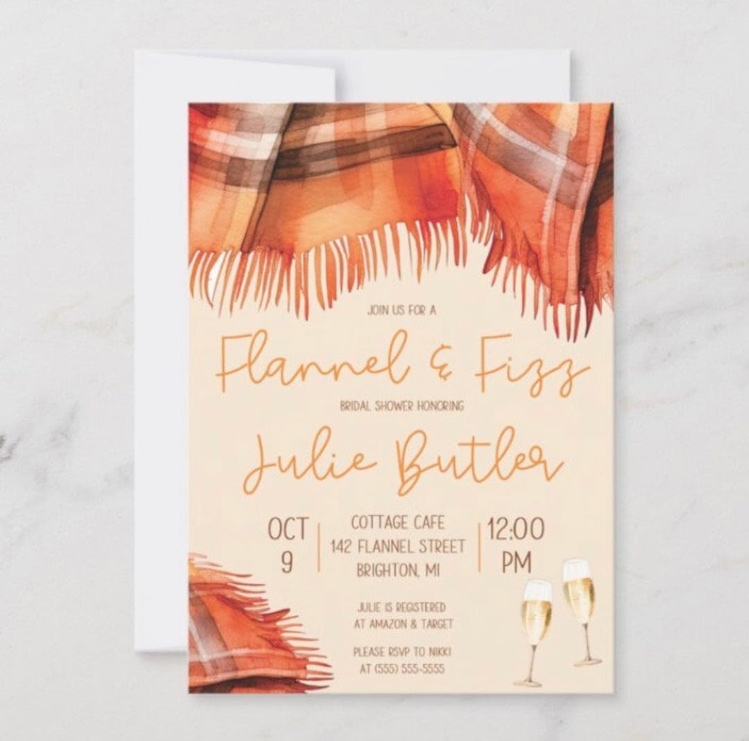 Flannel & Fizz, Fall Themed Bridal Shower Invitation, 5"x7" Printable ...