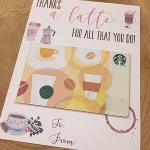 Thanks a Latte, Coffee Gift Card Holder, Appreciation, Thank You Cards ...