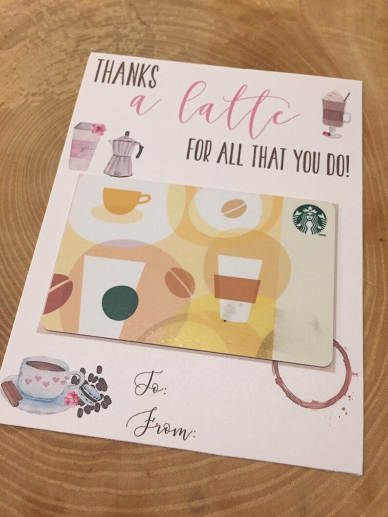 Thanks a Latte coffee gift card holder appreciation thank | Etsy