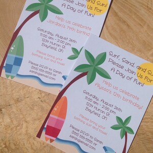 Surf, Summer, Sand, Beach, Birthday Party Invitation, 5"x7" Printable ...