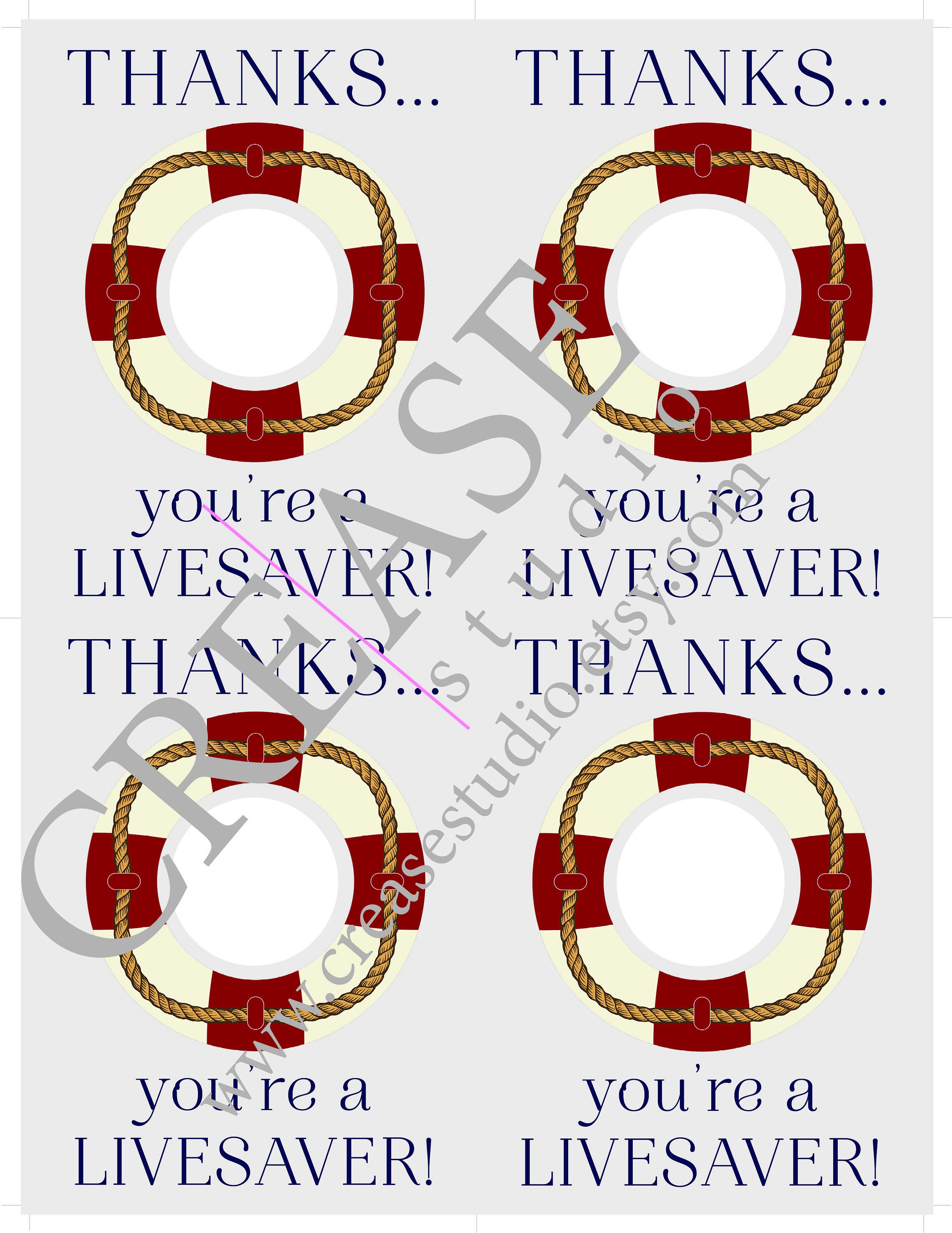 Thanks...you're a Lifesaver Printable Cards for EOS Lip | Etsy